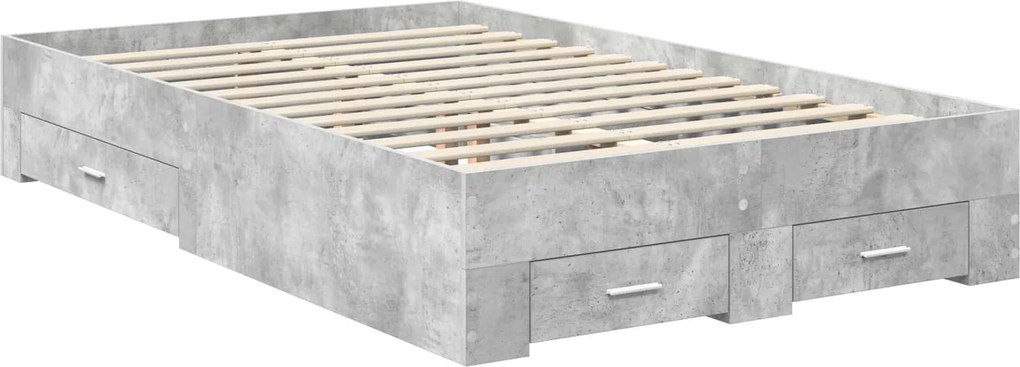 Rám postele s čelo Betonově šedá 135 x 190 cm Kompozitní dřevo 3411317