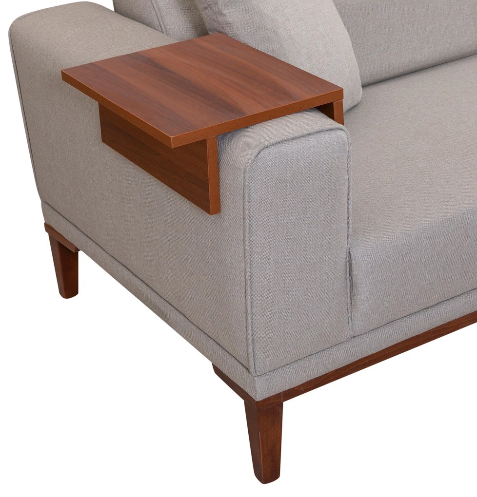 Hanah Home Pohovka LIONESI krémová s odkládacím stolkem 223 cm