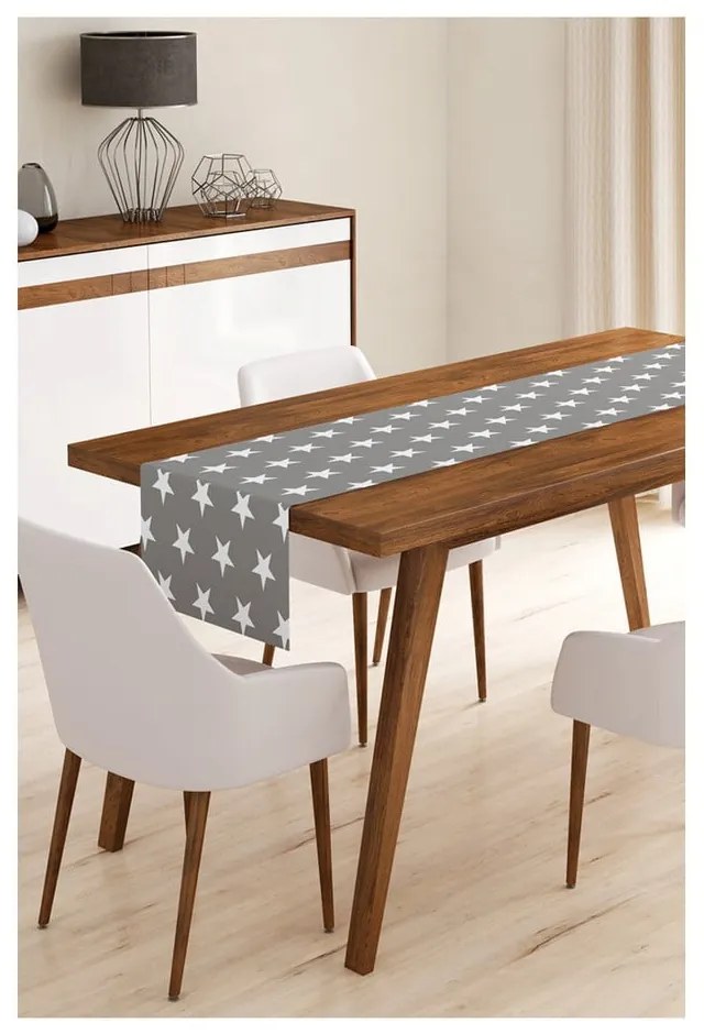 Běhoun na stůl z mikrovlákna Minimalist Cushion Covers Grey Stars, 45 x 140 cm