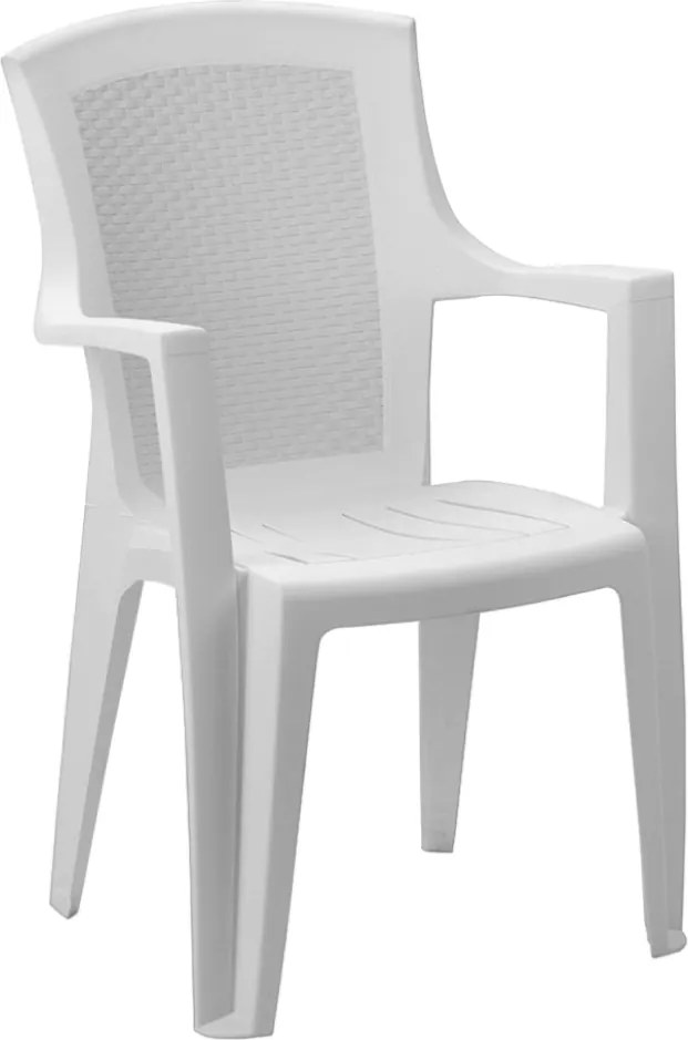Zahradní stohovatelné křeslo, bílá, EDENIA