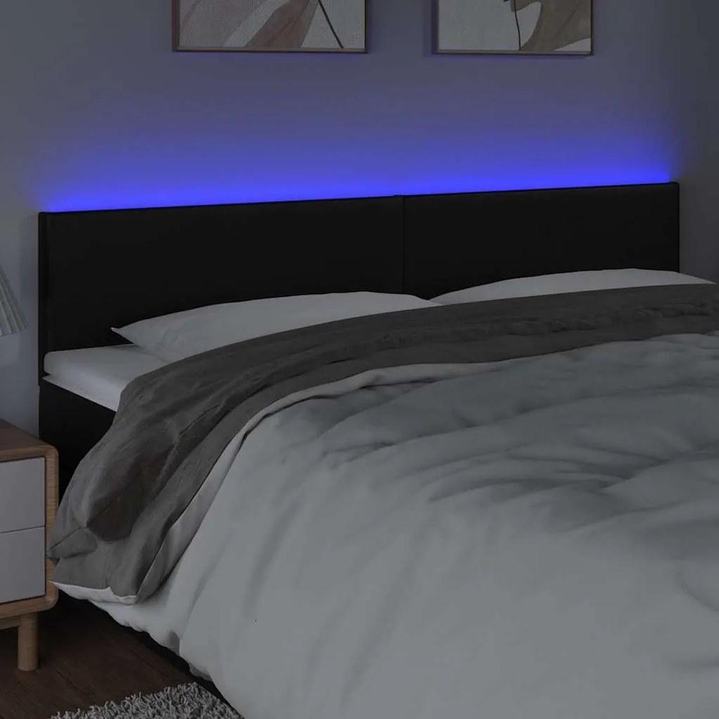 Čelo postele s LED černé 160x5x78/88 cm umělá kůže 3121428