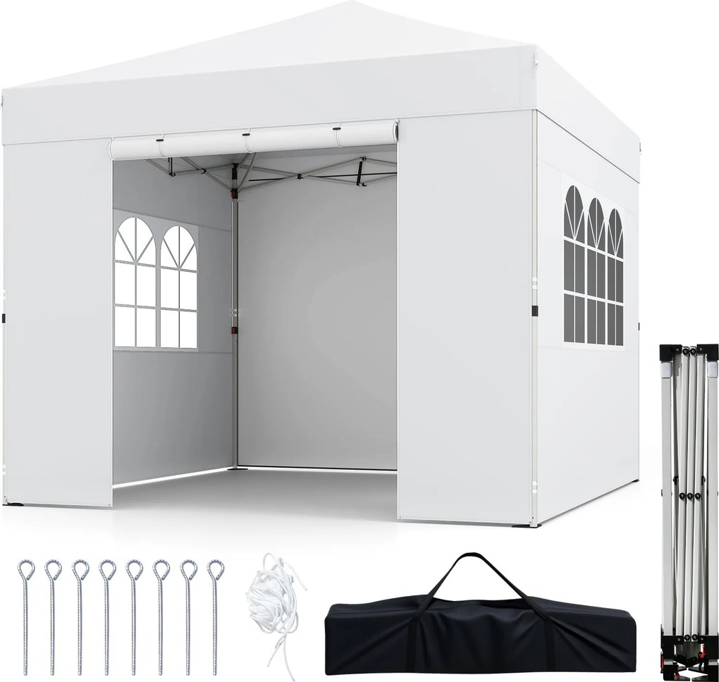 Costway Pavilon skládací vodotěsný zahradní altán s odnímatelnými bočními