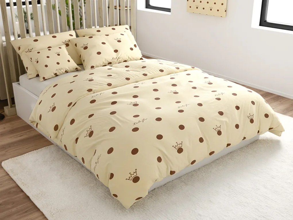Bavlněné povlečení CROWN LOVE FOR béžové Rozměr povlečení: 70 x 90 cm | 140 x 200 cm Biano.cz