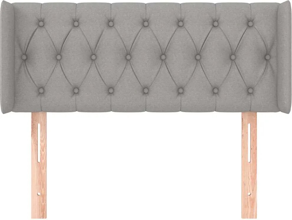 Čelo postele typu ušák světle šedé 93x16x78/88 cm textil 3119086