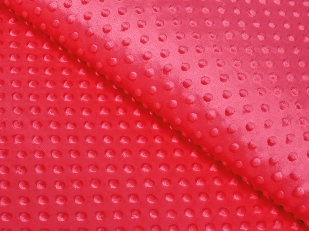 Biante Dětský povlak na polštář Minky 3D puntíky MKP-019 Jahodový červený 30 x 50 cm