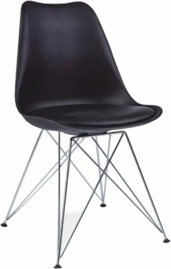 Židle, černá + chromové nohy, METAL NEW