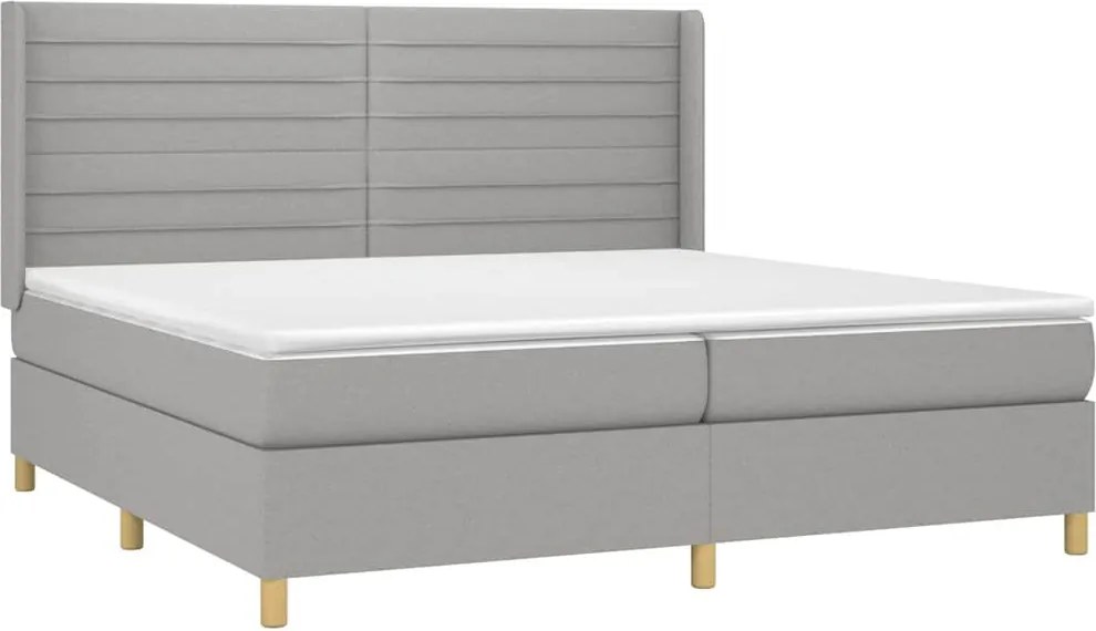 Box spring postel s matrací světle šedá 200 x 200 cm textil 3132097