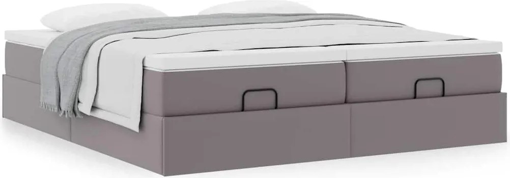 Osmanský rám postele s matrací šedá 200x200cm umělá kůže 3311232