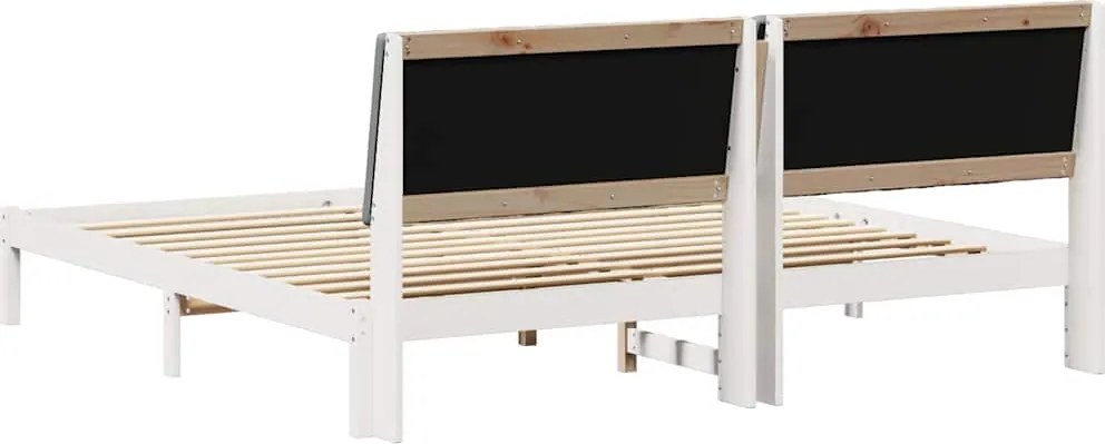 Rám postele s čelo Bílá 200 x 200 cm Masivní borové dřevo 3394402