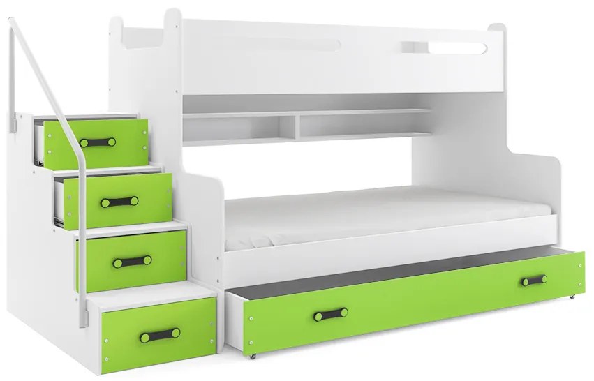 NEW:Patrová postel Eda NEW ÚP bílá/zelená