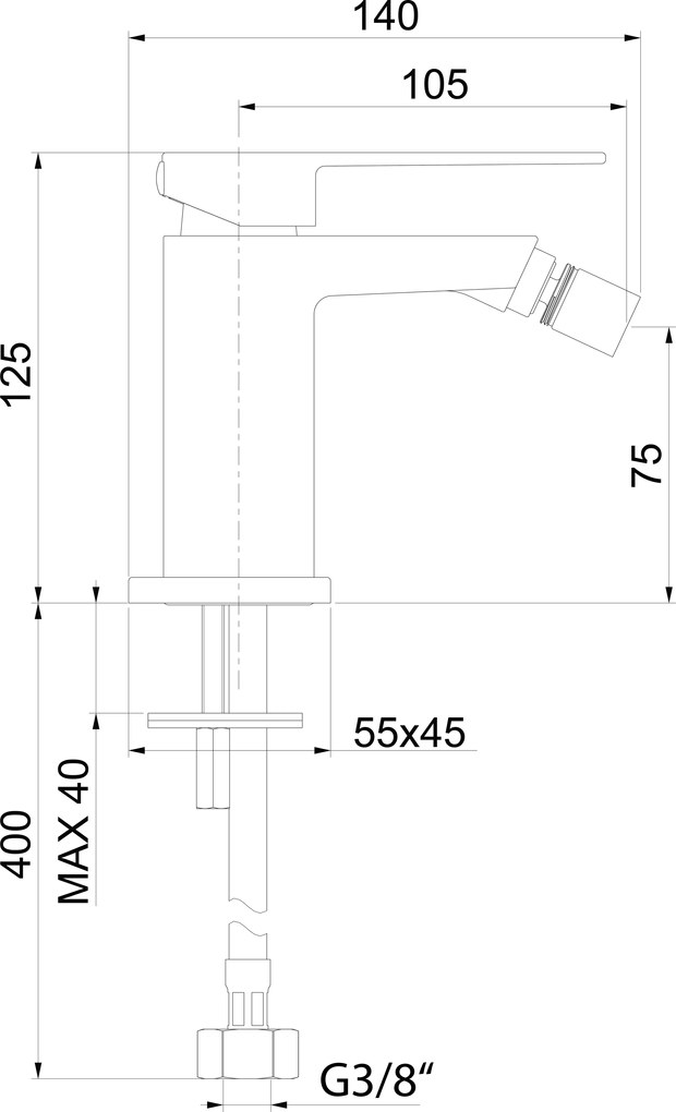 Sapho Latus stojánková bidetová baterie bez výpusti chrom 1102-73