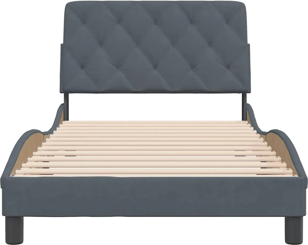 Rám postele bez matrace tmavě šedá 100 x 200 cm samet 3207906