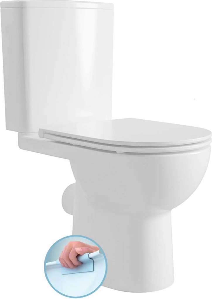 Aqualine Tavon - WC kombi, Rimless, zadní odpad, bílá PB106WR