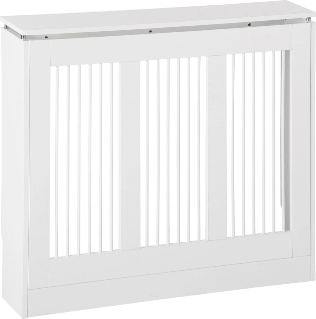 HOMCOM Bílý Kryt Radiátoru 90x18x84 cm MDF Moderní Design Vertikální Regál na Radiátor do Obývacího Pokoje a Ložnice