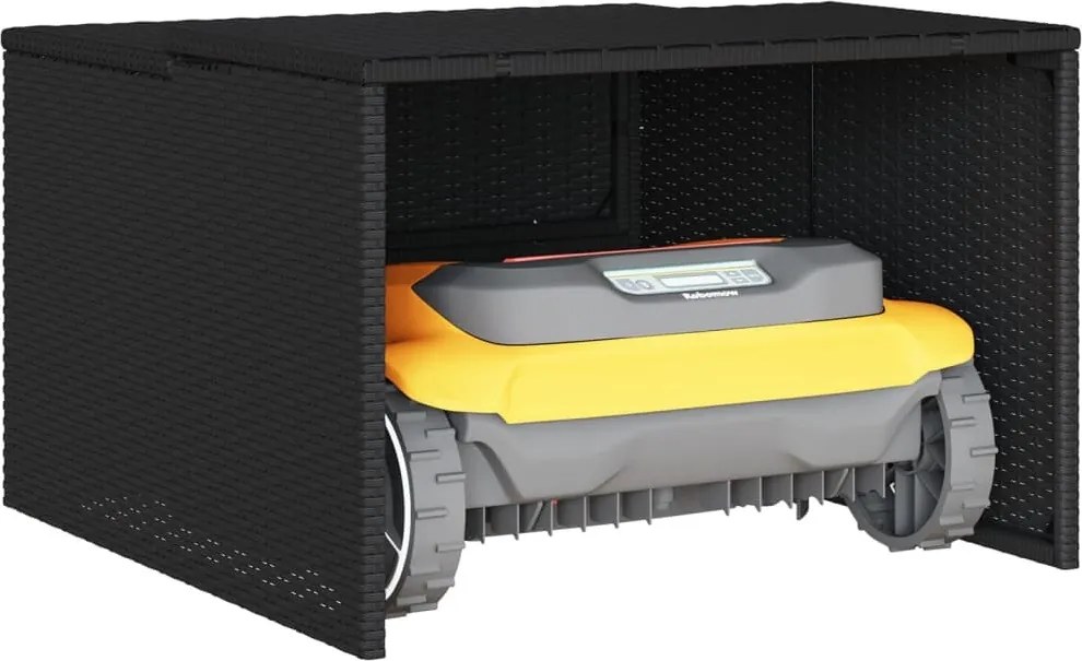 vidaXL Garáž pro robotickou sekačku 86x90x52/57 cm polyratan [365404] Barva: Černá