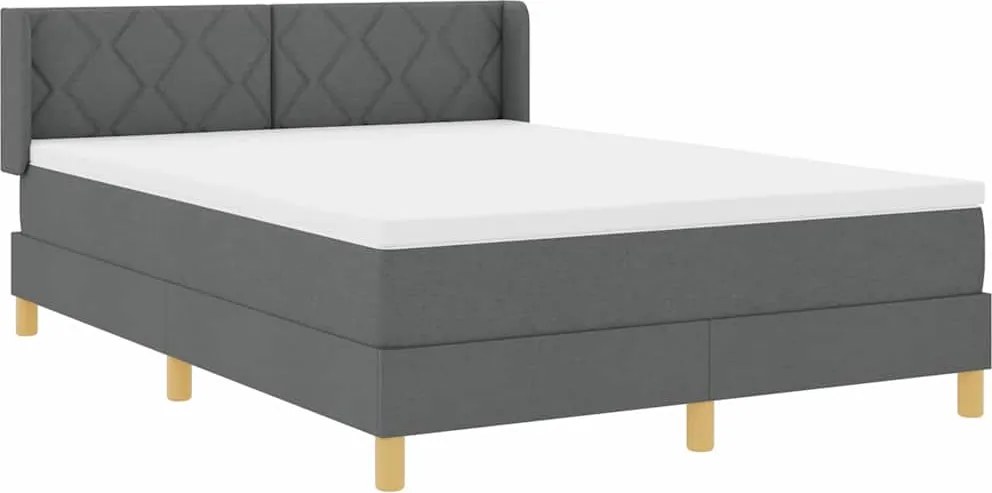 Postel s boxspringem s čelo Tmavě šedá 190 x 140 cm textil 3341350