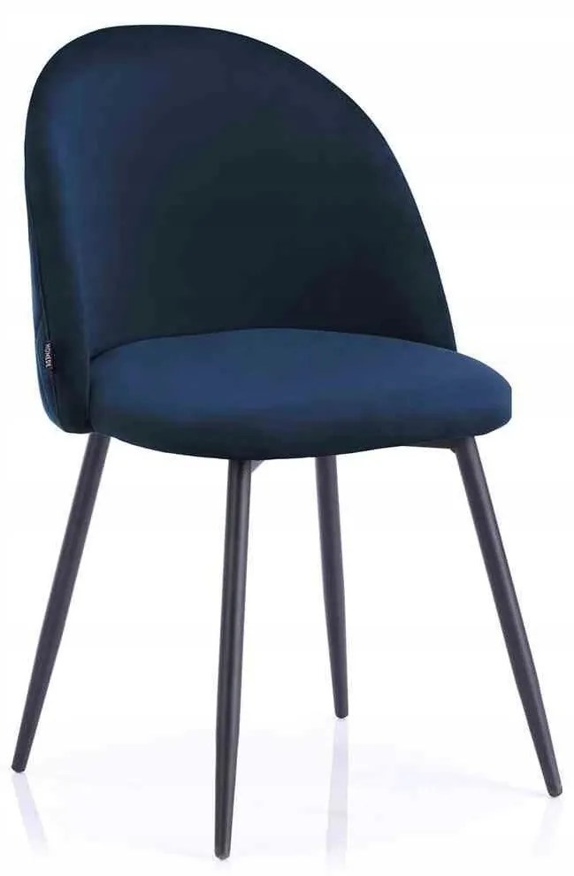 HOMEDE FARO jídelní sametová židle - modrá barva