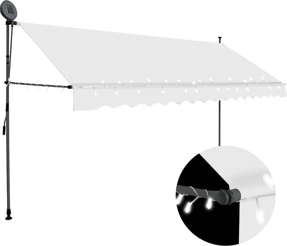 Ručně zatahovací markýza s LED světlem 400 cm krémová 145875