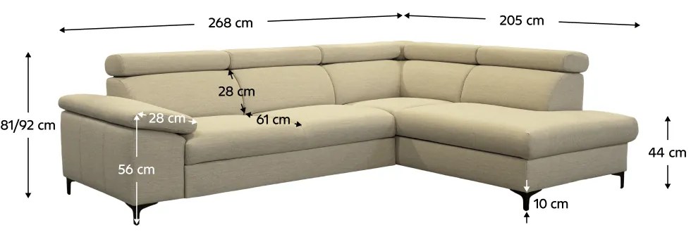 Kondela Rozkládací sedací souprava, krémová, pravá, ZACHARY ROH