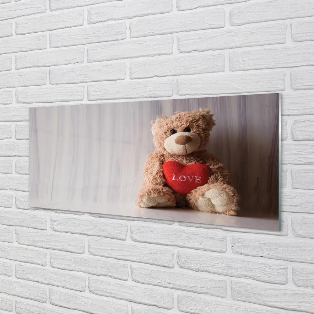 akrylový obraz srdce medvídek 120x60 cm