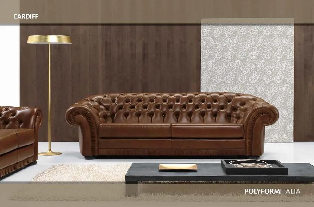POLYFORMITALIA Luxusní sedačka CARDIFF Provedení: 2 maxi + roh. ukončení s opěrkou, Vzorník kůží: Spessorato D723 brown