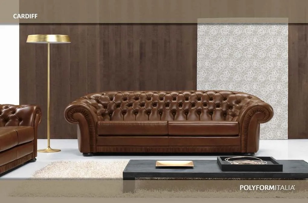 POLYFORMITALIA Luxusní sedačka CARDIFF Provedení: 2-místná MAXI, Vzorník kůží: Spessorato D702 bordeaux