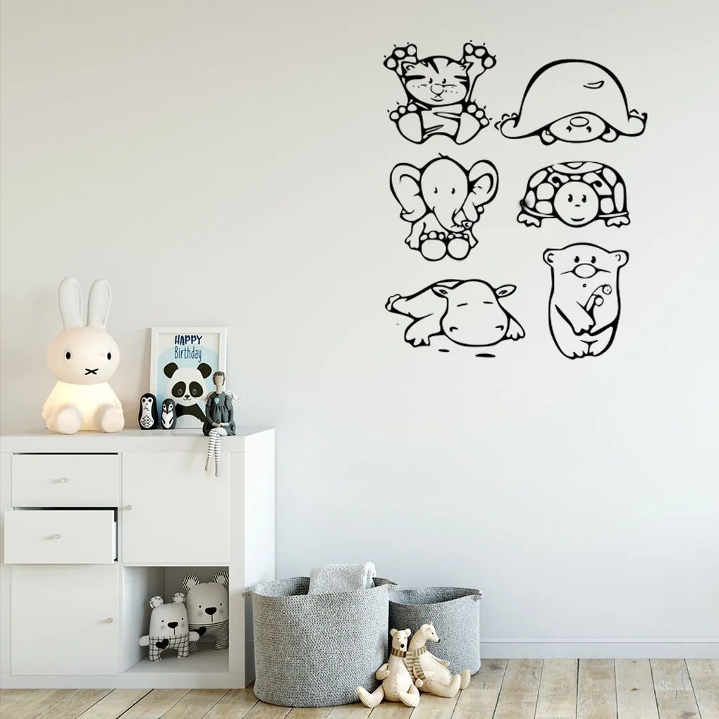 Živá Zeď Samolepka na zeď Kreslená zvířátka Barva: černá, Velikost: 50 x 60 cm