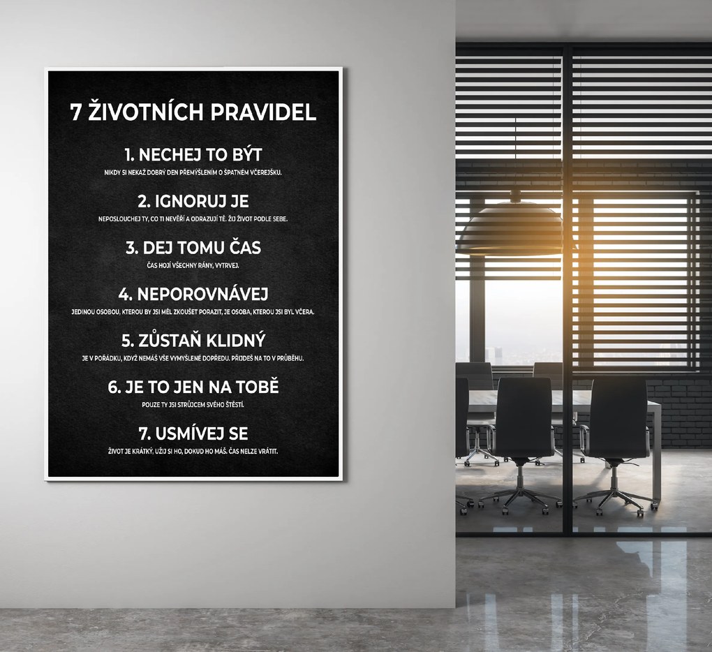 7 životních pravidel - motivační obraz Velikost: A3 - 29,7x42 cm, Volba rámu: plakát bez rámu