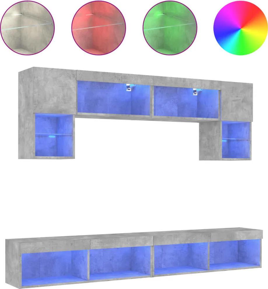 vidaXL 6dílná obývací stěna s LED kompozitní dřevo [3216707] Barva: Bílá