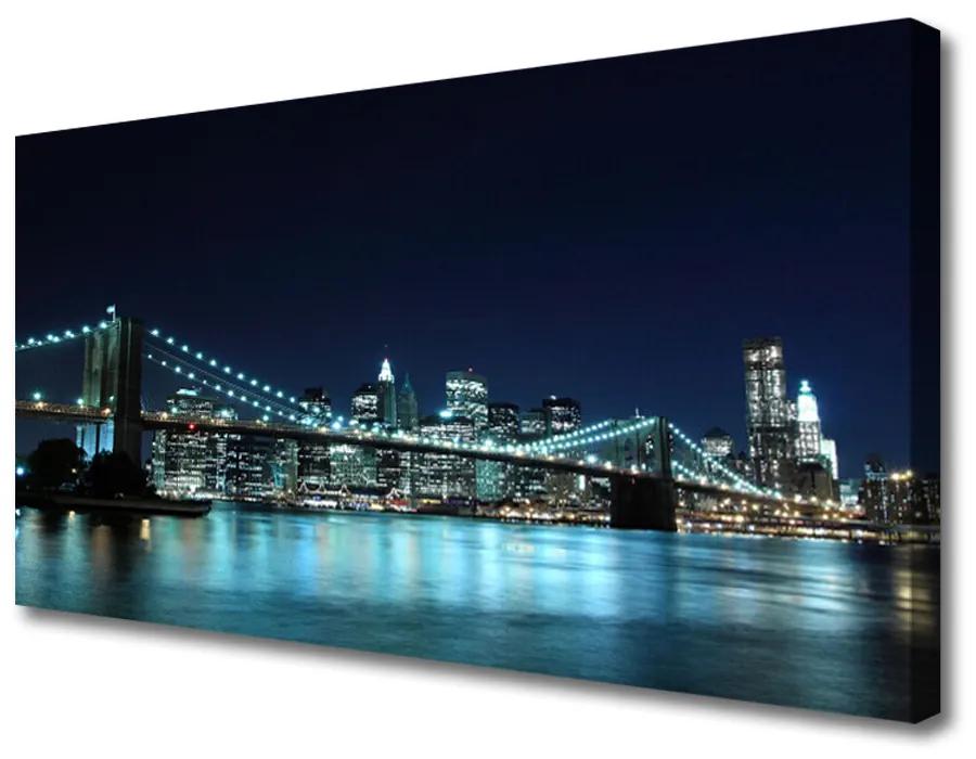 Obraz na plátně Most Město Architektura Noc 125x50 cm