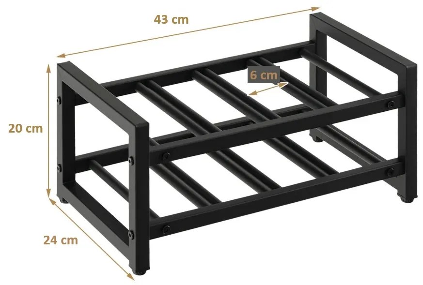 Costway Stojan na víno 2-patrový na 8 lahví, černý JV10899