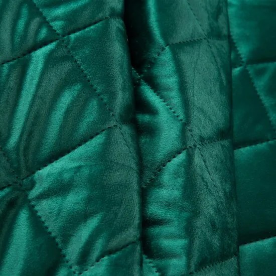 Přehoz na postel z lesklého sametu tmavě zelené barvy Šířka: 220 cm | Délka: 240 cm