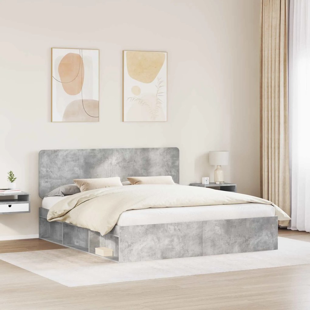 Rám postele s čelo Beton 180 x 200 cm Masivní borové dřevo 3412455