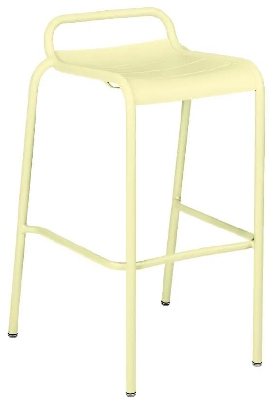 OnaDnes -20% Citronově žlutá kovová barová židle Fermob Luxembourg 87,5 cm
