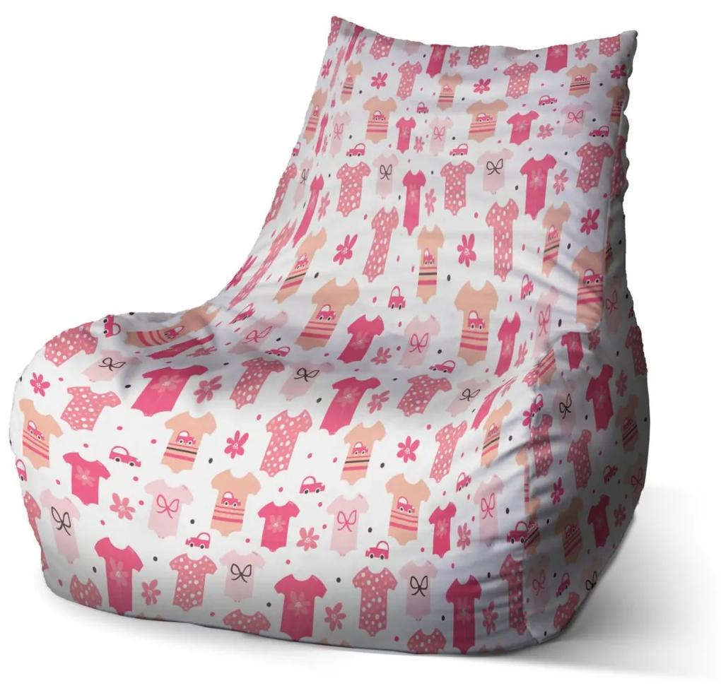 Sablio Sedací vak Bean Růžové oblečky - 100 x 90 x 45 cm