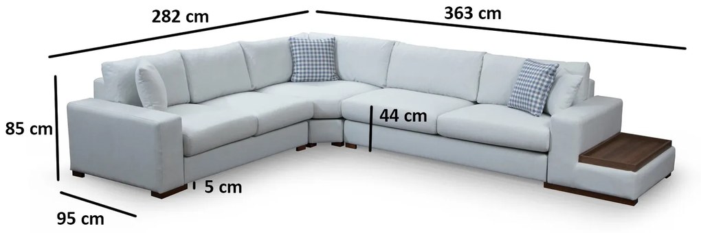 Rohová sedačka s integrovaným stolkem Bellona 363 cm béžová - levá