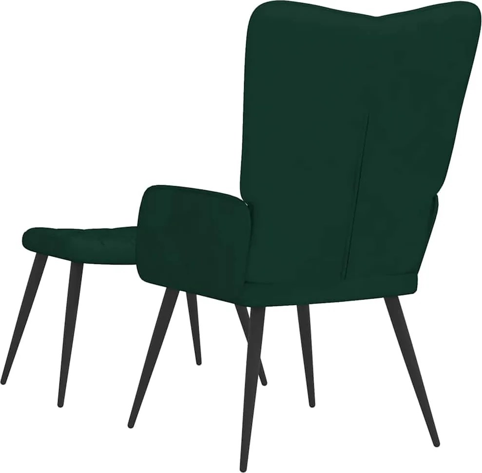 Relaxační křeslo se stoličkou tmavě zelené samet 327690