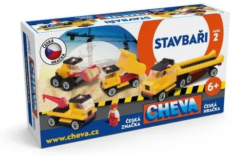 Stavebnice Cheva sada 2 Stavbaři plast v krabici 35x19x9 cm