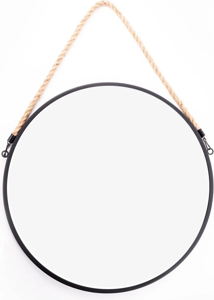 Závěsné zrcadlo v kovovém rámu, průměr 37 cm