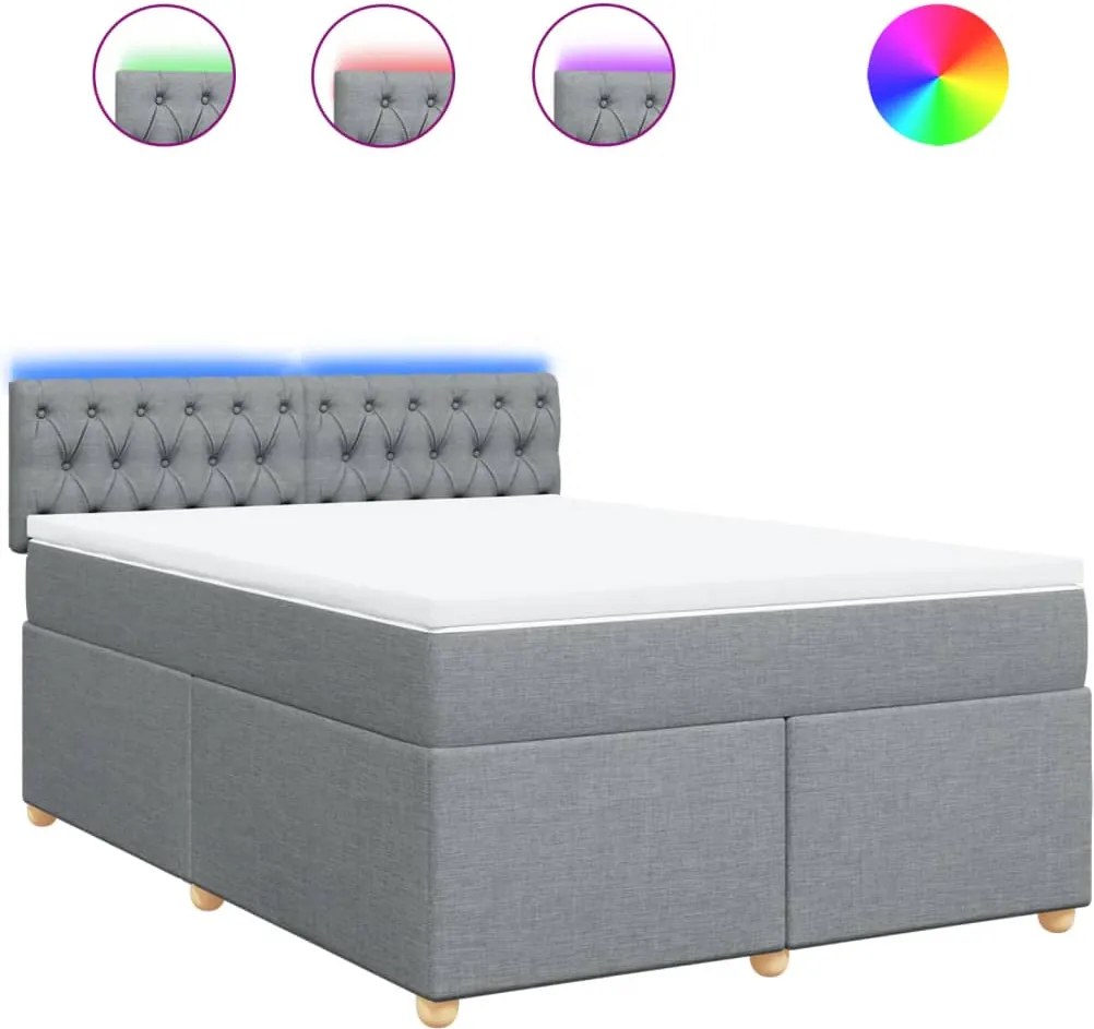 Box spring postel s matrací světle šedá 140 x 190 cm textil 3288982