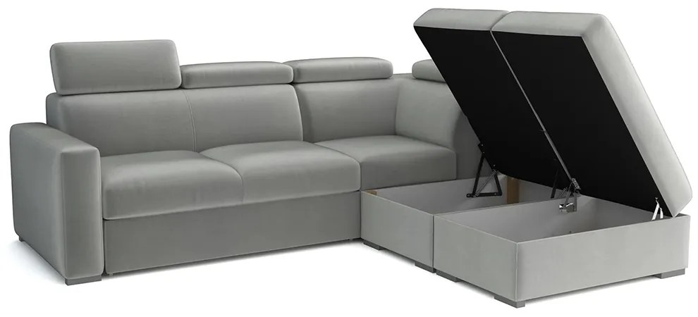 Sedací souprava PEDRO L | 250x230 cm | rozkládací + 2x úložný prostor | polohovatelné záhlavníky | VÝBĚR TKANIN