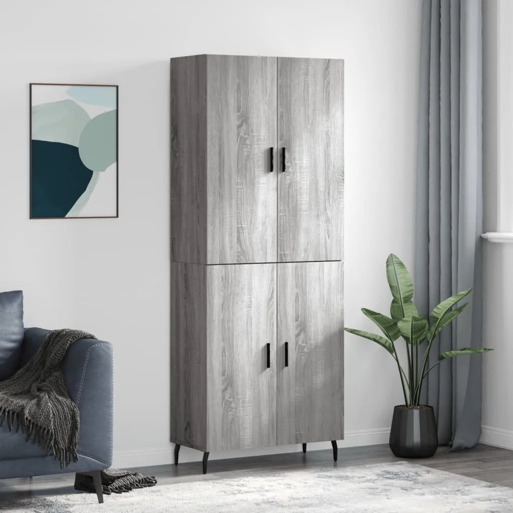 Skříň highboard šedá sonoma 69,5 x 34 x 180 cm kompozitní dřevo 3195697