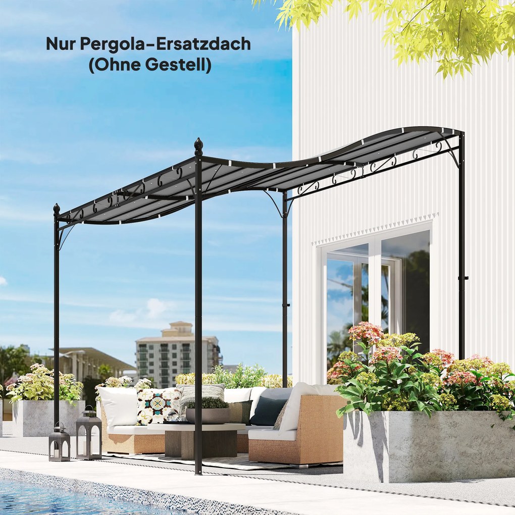 Náhradní střecha pro pergolu Markýza pro zastřešení terasy Náhradní střešní plachta pro pavilon 3 x 3 m 298x293 cm Tmavě šedá barva
