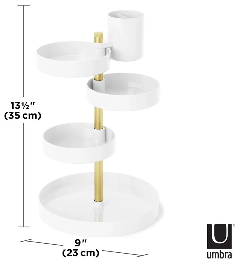 Bílý plastový koupelnový organizér na kosmetiku Pirouette – Umbra