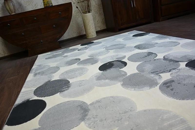 Kusový koberec SCANDI 18461/752 - kruh krémový / šedý / černý