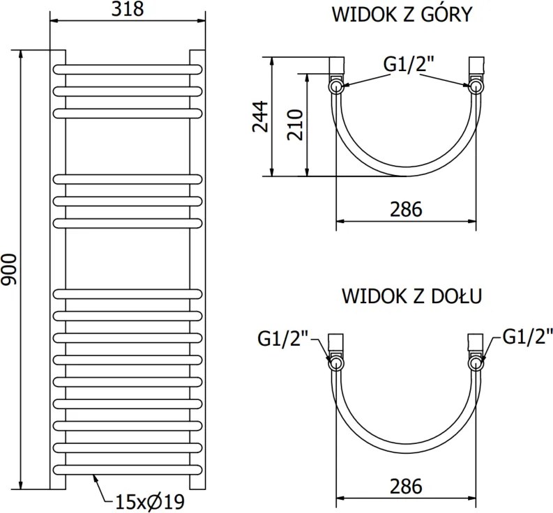 Mexen Eros, topné těleso 900 x 318 mm, 315 W, bílá, W112-0900-318-00-20