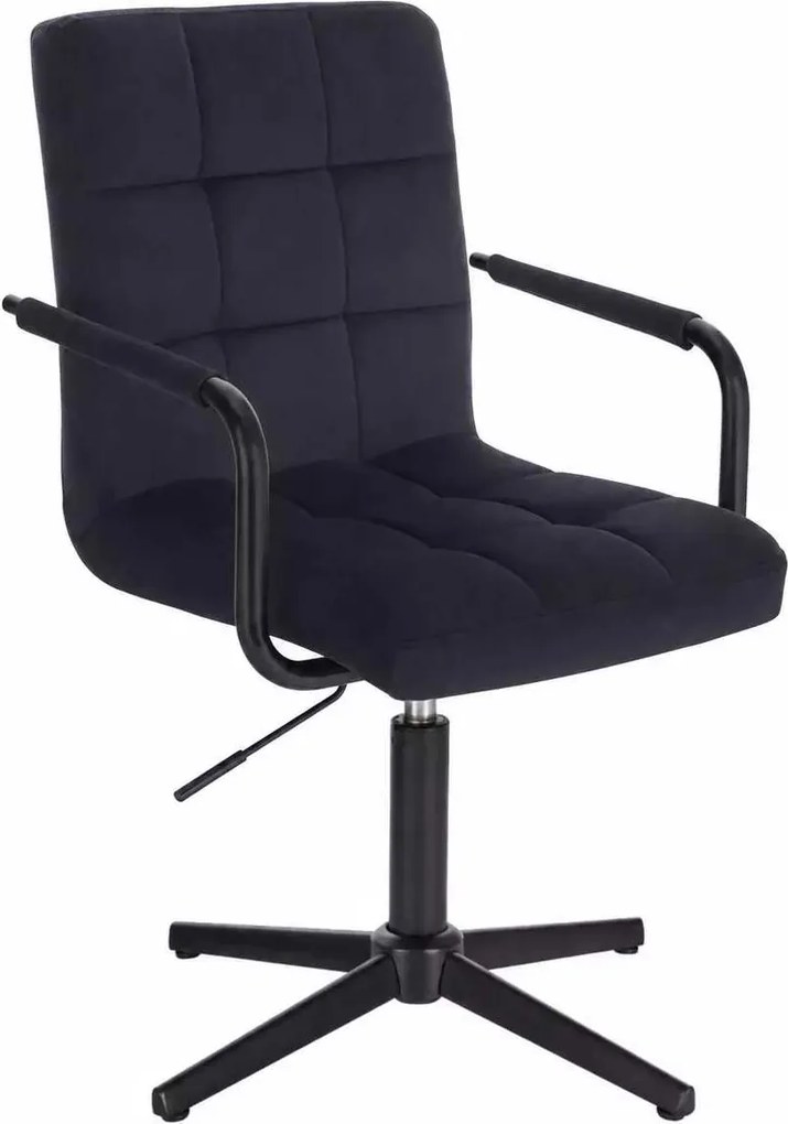LuxuryForm DESIGN Otočná židle VERONA BLACK VELUR na černém kříži - černá