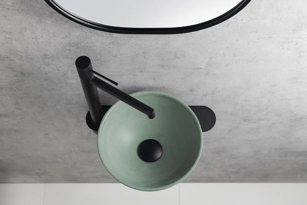 Sapho Sapho, MINOR betonové umyvadlo na desku, průměr 26cm, zelená mat, MR26023