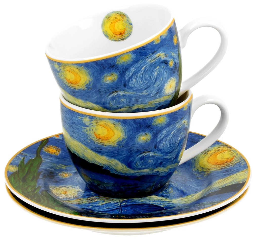 DUO STARRY NIGHT Šálek s podšálkem 90 ml - set 2 ks