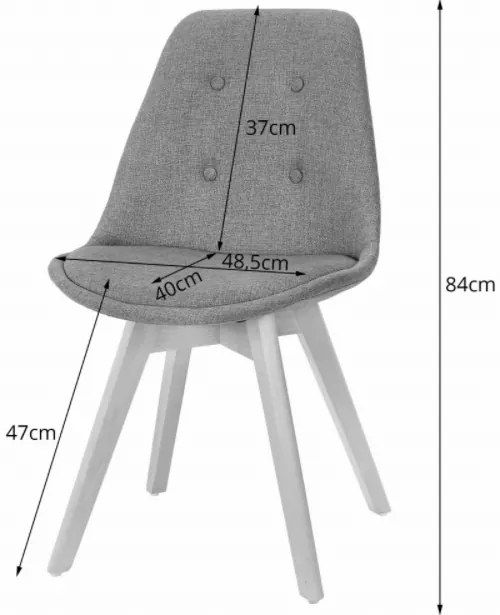 Jídelní židle London šedé s přírodními nohami 4 ks